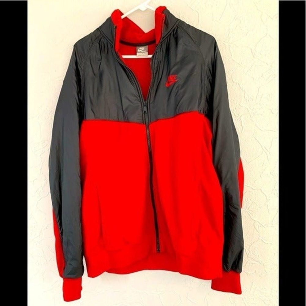 Nike Mens Jacket Red & Charcoal Like New Size Xl - Gem